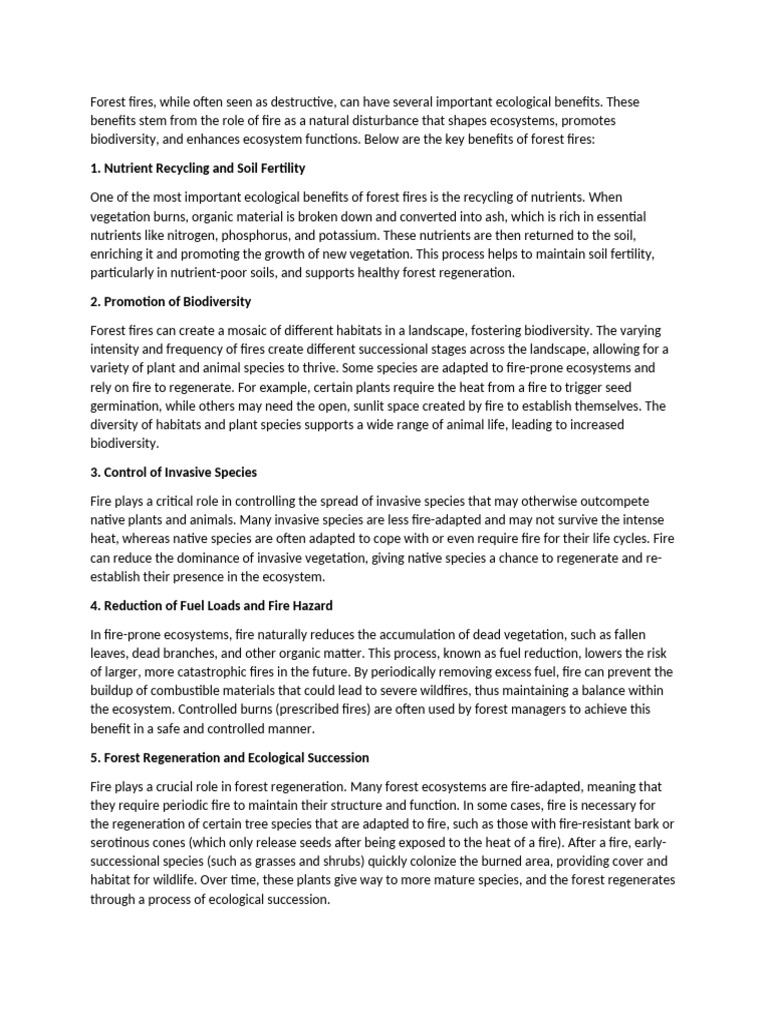Benefits of Forest Fires | PDF | Fires | Carbon Sequestration
