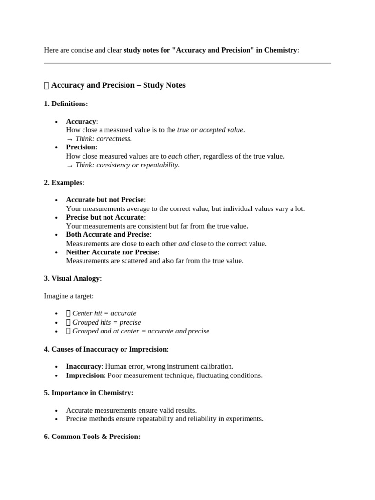 Accuracy vs Precision in Chemistry | PDF
