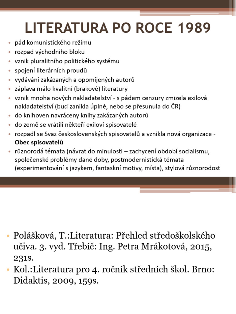 Literatura Po Roce 1989 - Obecné Informace | PDF