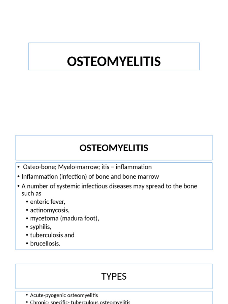 Osteomyelitis | PDF | Diseases And Disorders | Medical Specialties