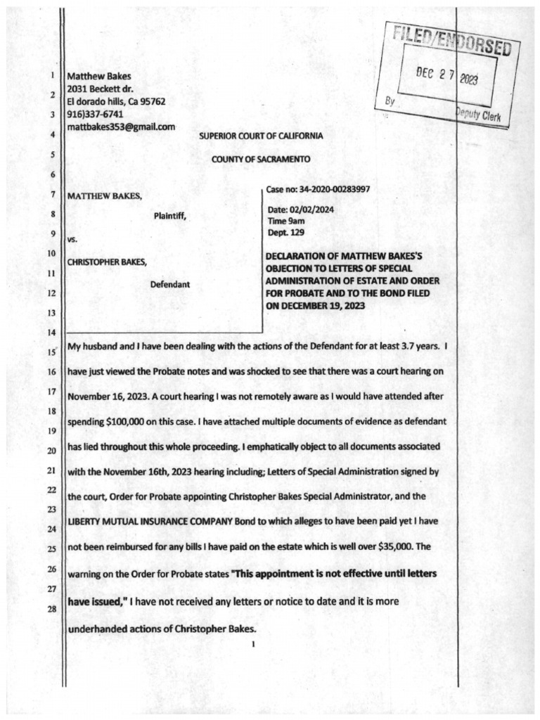 Objection to letters of administration | PDF