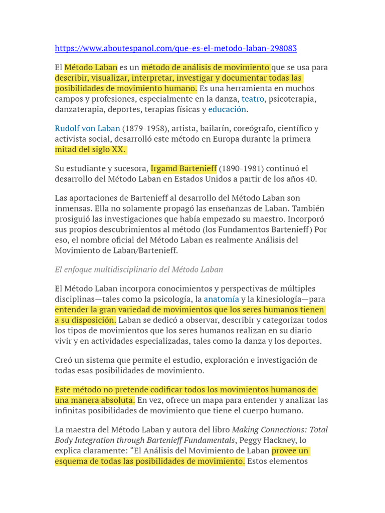 Artículos Sobre Laban | PDF | Bailes