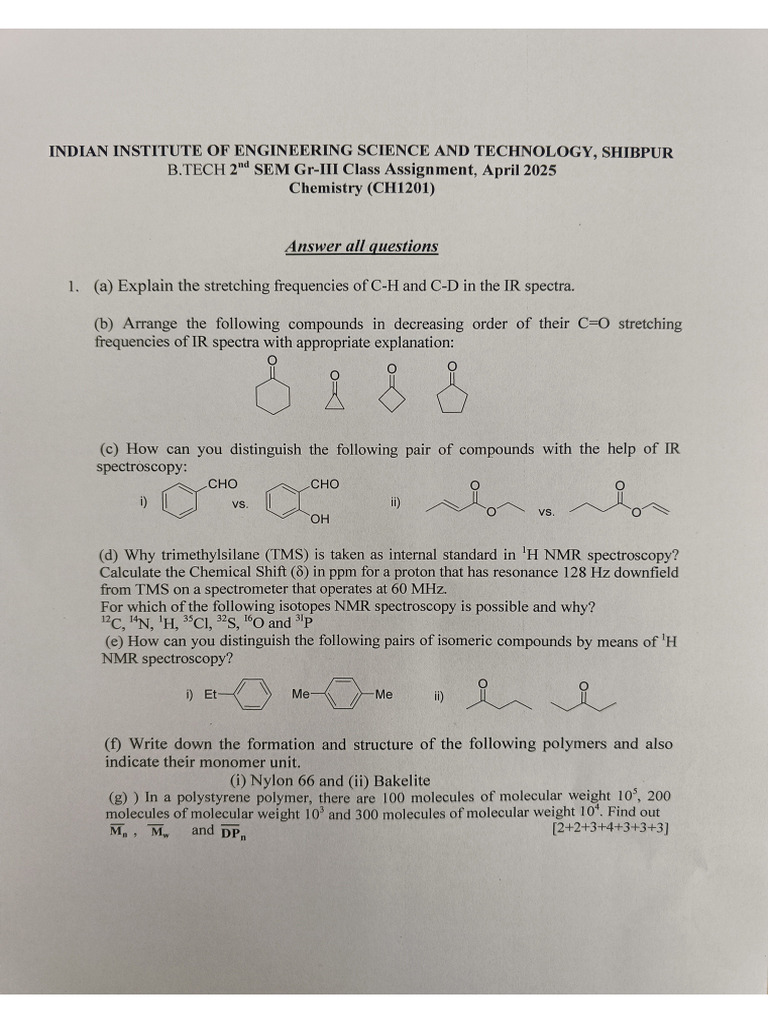 Chemistry Assignment | PDF