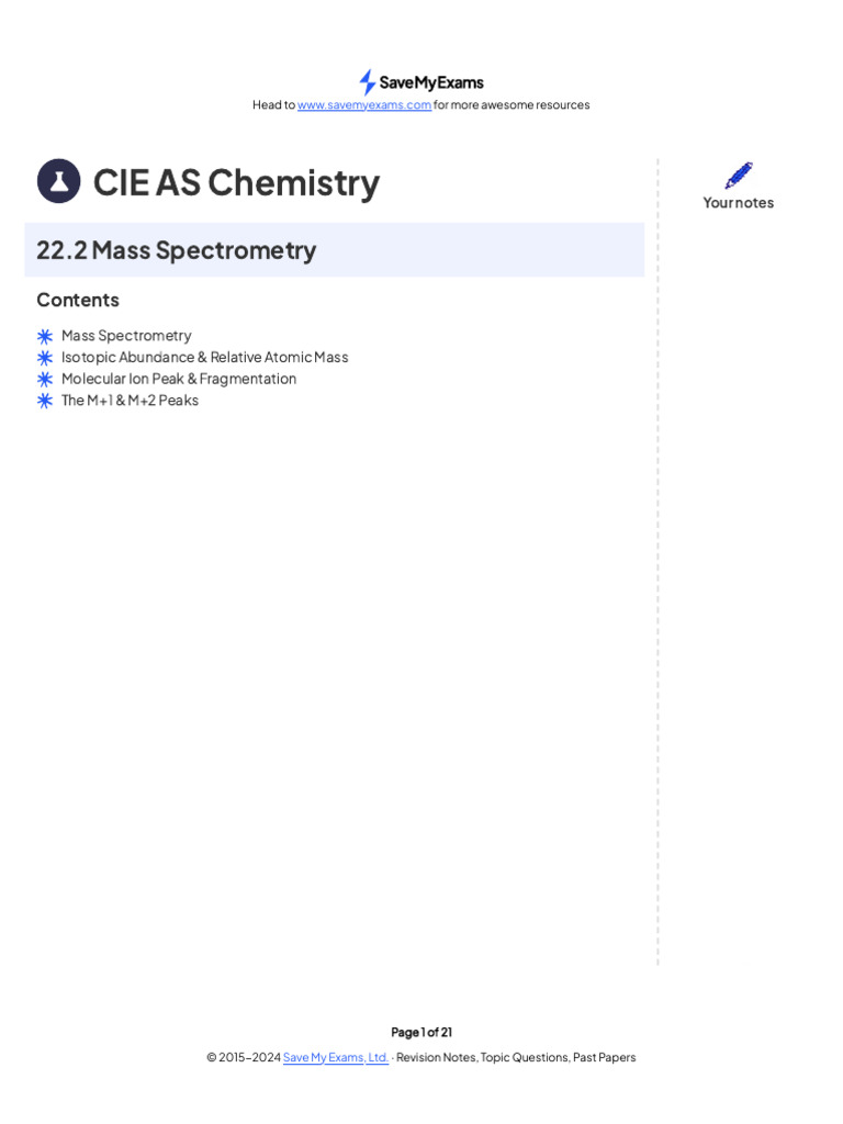 22.2 Mass Spectrometry | PDF | Mass Spectrometry | Isotope