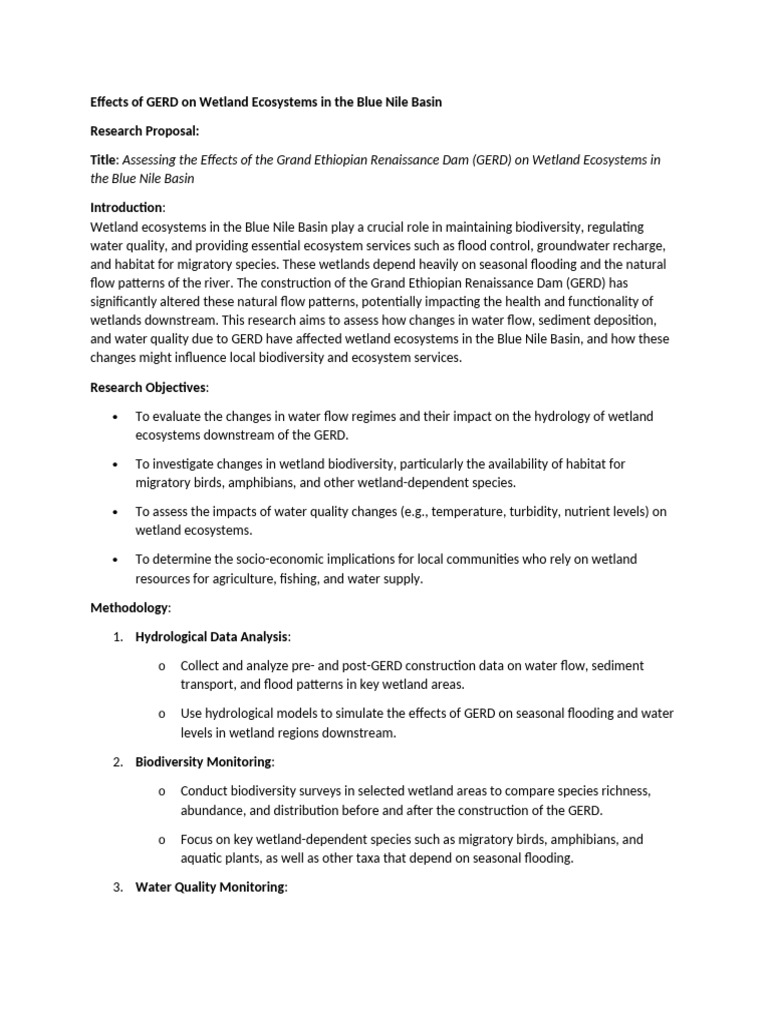 Effects of GERD On Wetland Ecosystems in The Blue Nile Basin | PDF ...