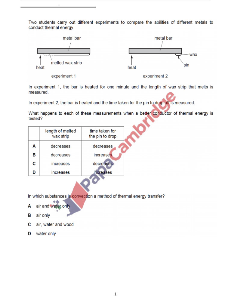2021 J Thermal Processes Igcse 0625 | PDF