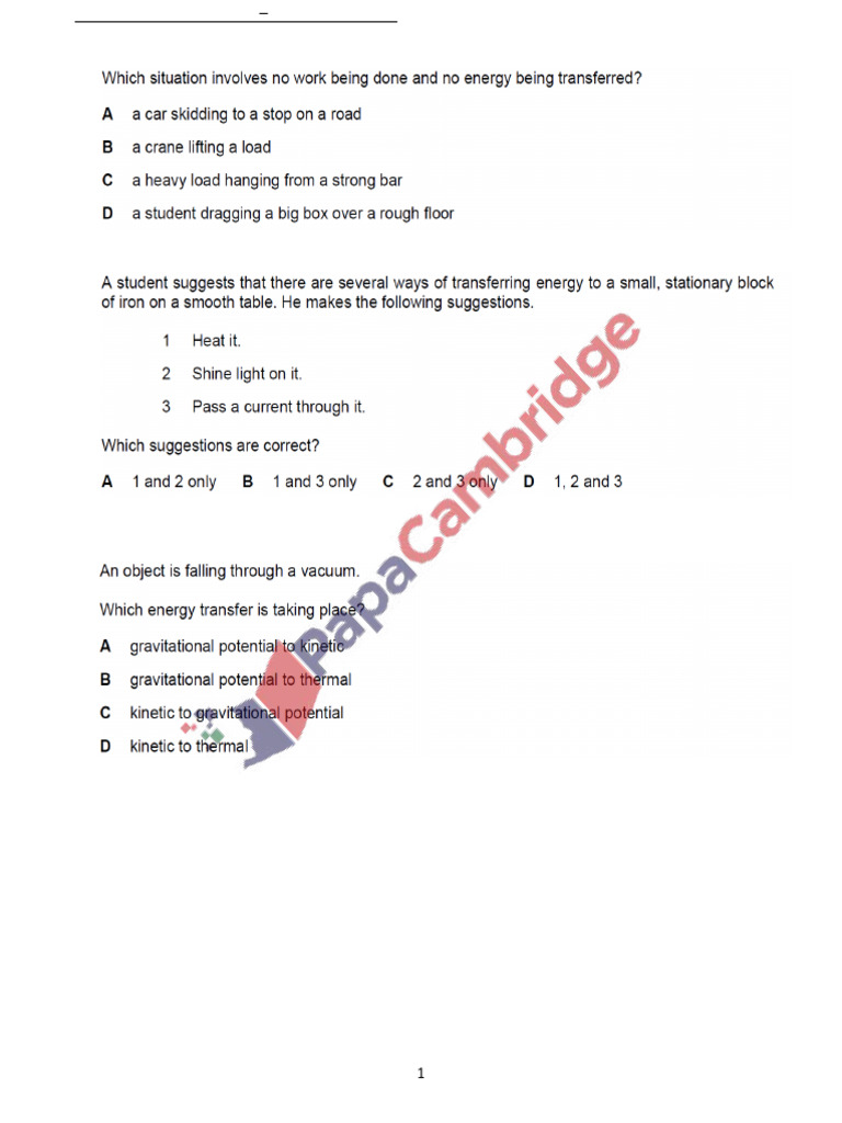 2021 J Work Energy and Power Igcse 0625 | PDF