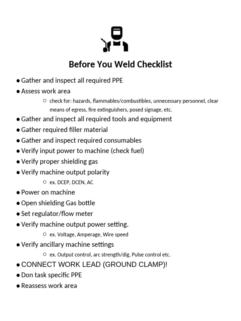 Before You Weld Checklist | PDF