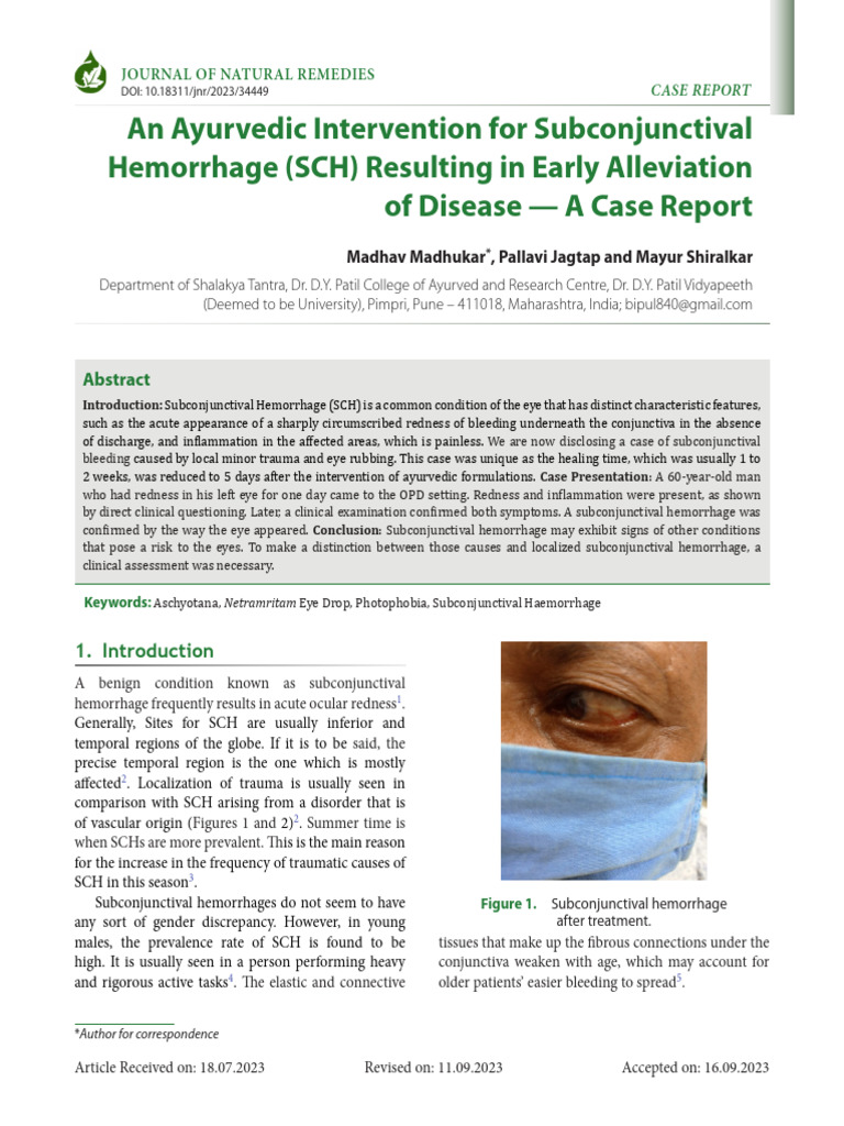 An Ayurvedic Intervention For Subconjunctival Hemo1 | PDF | Medicine ...