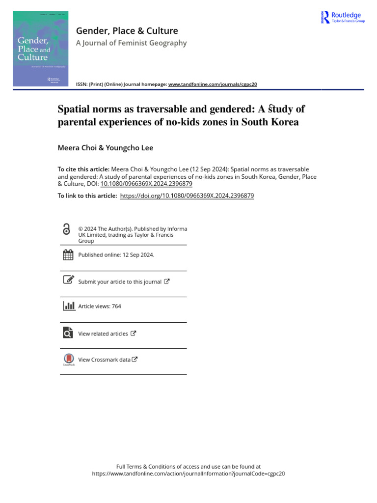Spatial Norms As Traversable and Gendered A Study of Parental ...