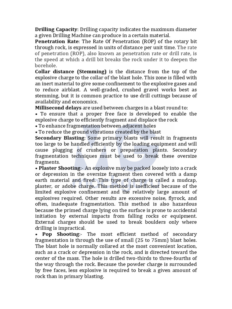 Secondary Blast1 | PDF | Drilling | Drill