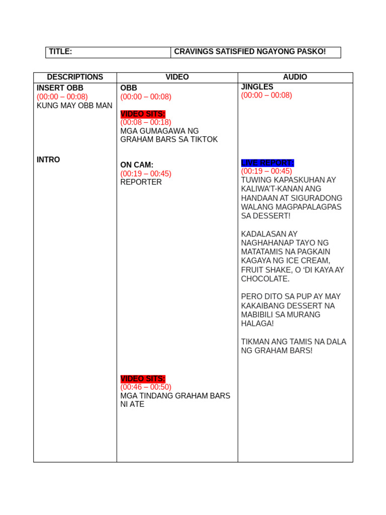 Graham Bars Av Script | PDF