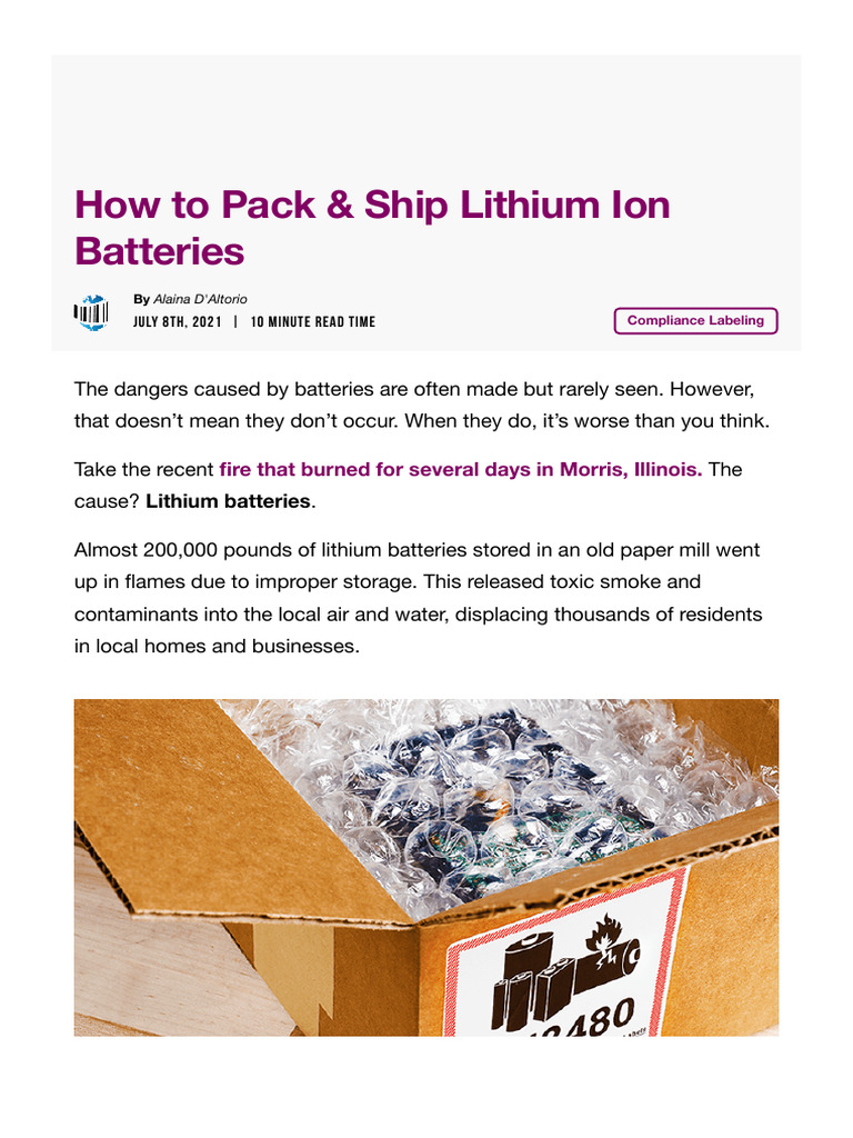 Shipping Lithium Ion Batteries Safely | PDF | Dangerous Goods | Lithium ...