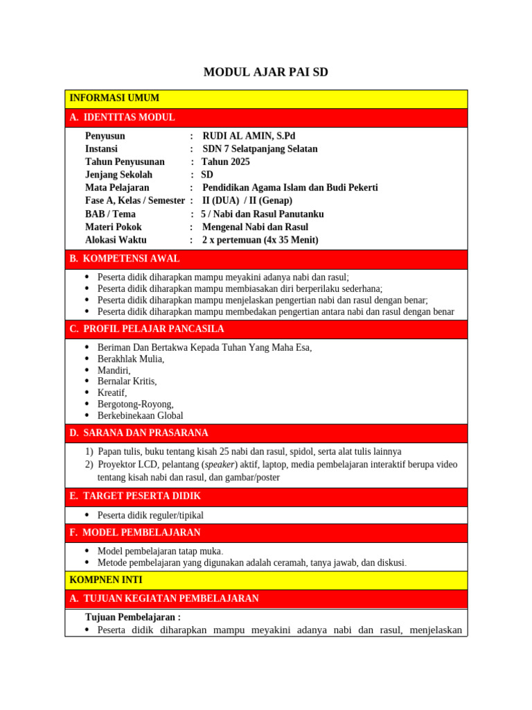 Modul Ajar Pai Praktek Besok | PDF
