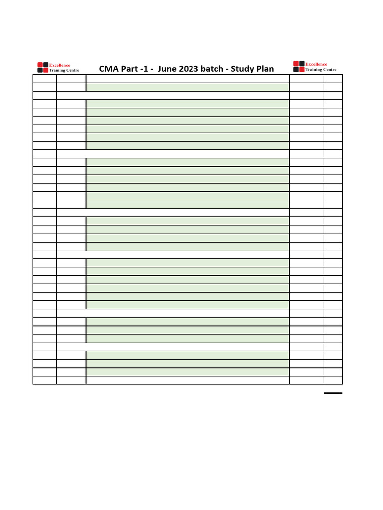 Study Plan - CMA Part 1 - June 23 | PDF | Valuation (Finance) | Income