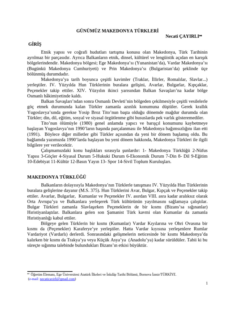 Makedonya Türkleri̇ | PDF