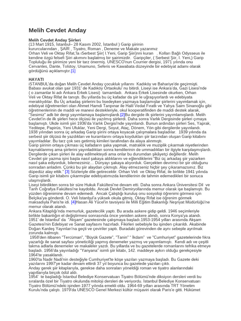 Melih Cevdet Anday22 | PDF