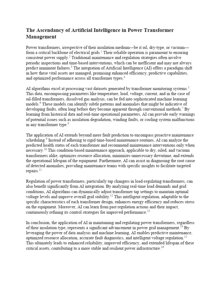 The Ascendancy of Artificial Intelligence in Power Transformer ...