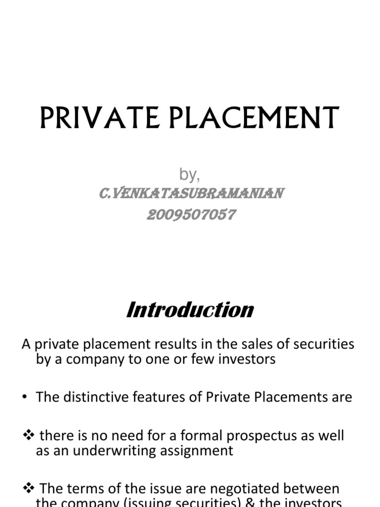 Private Placement | PDF | Securities (Finance) | Interest