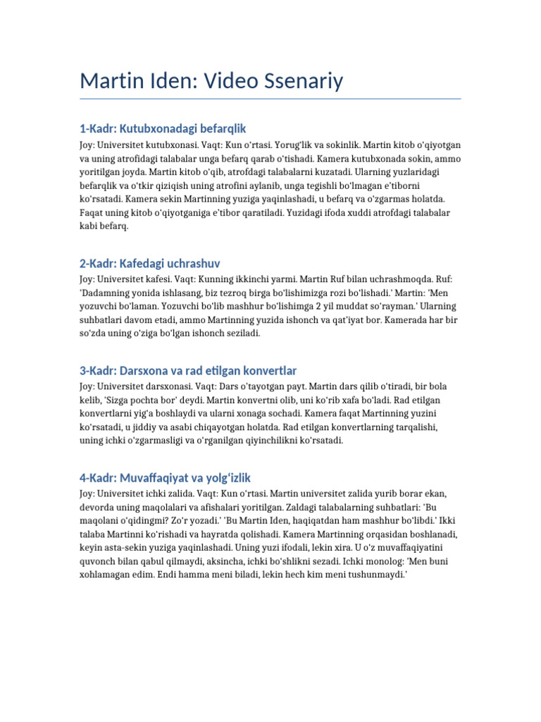 Martin Iden Scenario | PDF