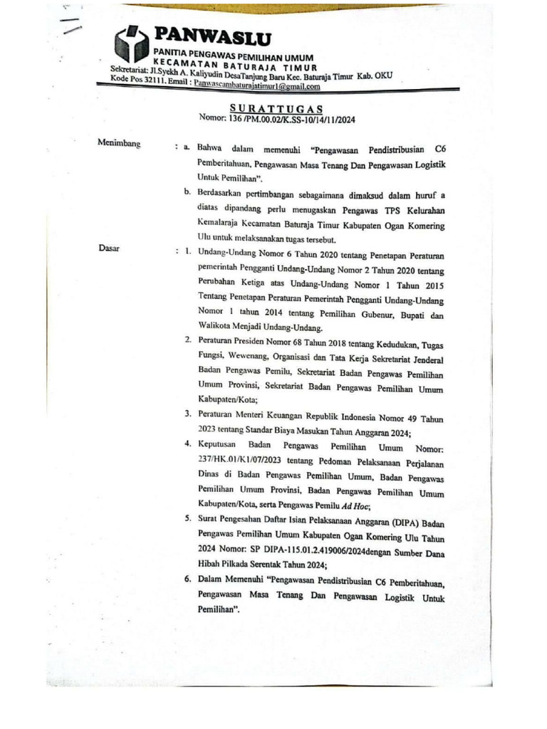 Laporan Perjalanan Dinas Pengawas TPS | PDF