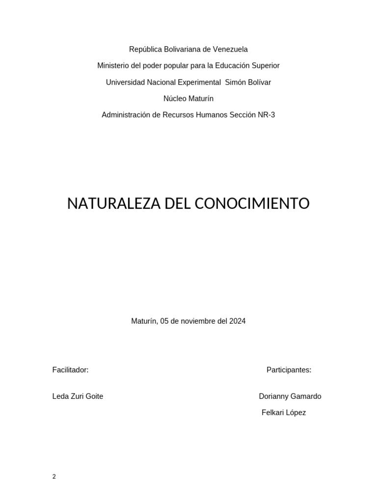 Naturaleza Del Conocimiento | PDF | Pensamiento | Conocimiento
