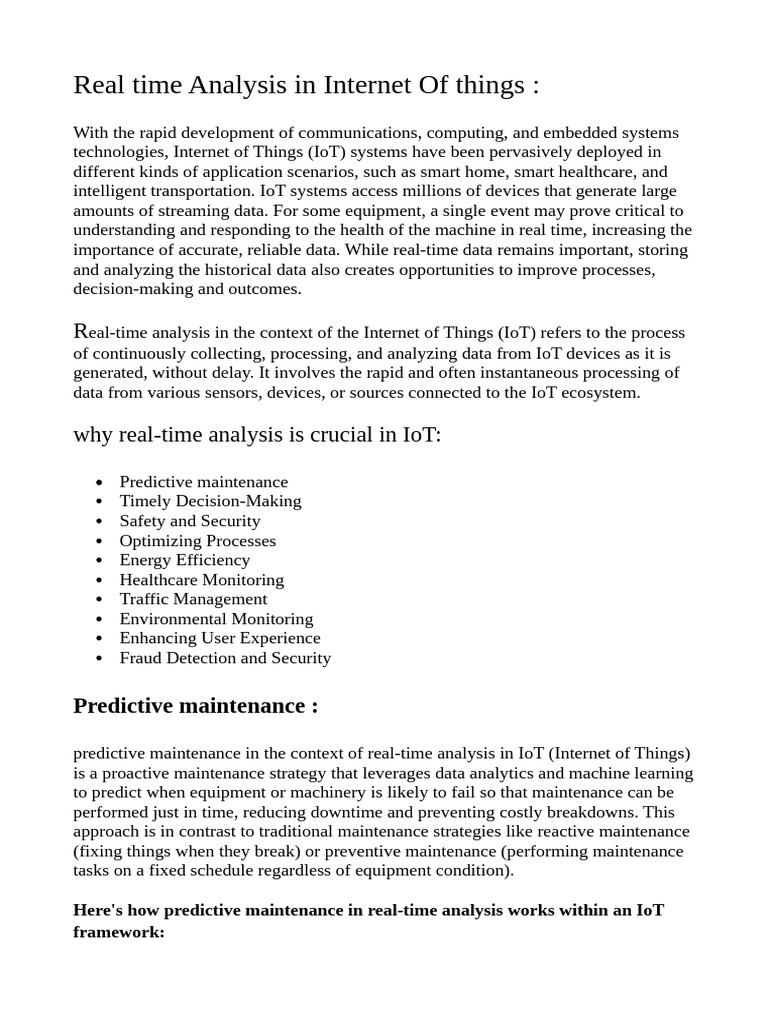 Real Time Data Analysis in Iot PPT Content | PDF | Internet Of Things ...