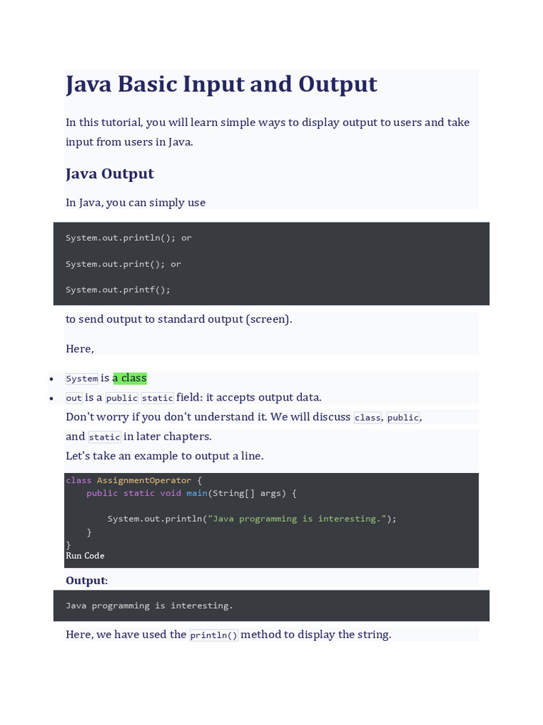 06.Java Basic Input and Output | PDF | String (Computer Science ... 06.Java Basic Input and Output | PDF | String (Computer Science ...