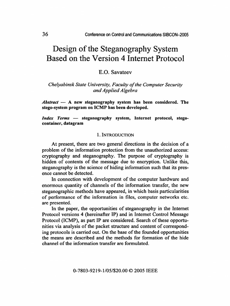 Design of The Steganography System Based On The Version 4 Internet ...