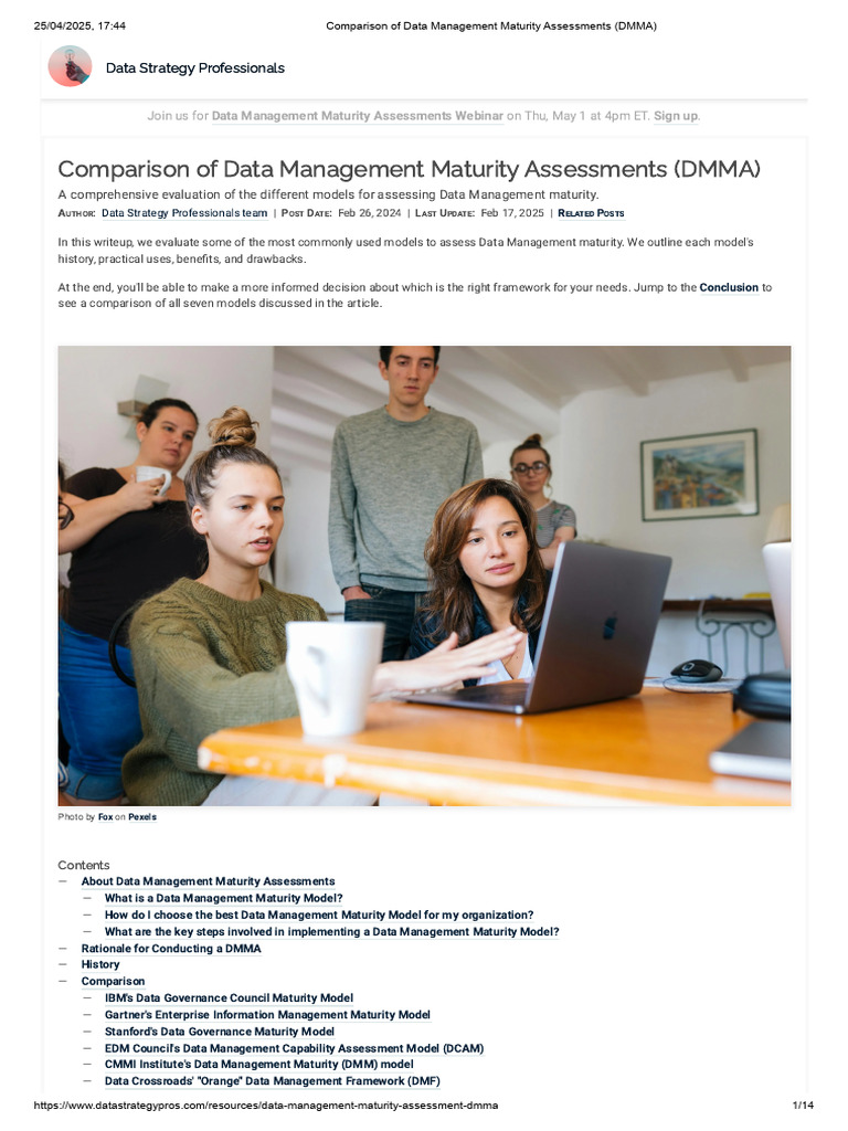 Comparison of Data Management Maturity Assessments (DMMA) | PDF | Computing | Business