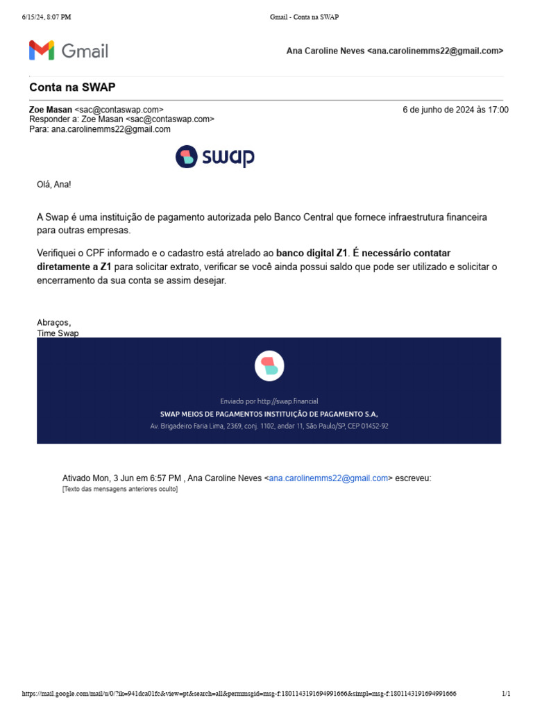 Gmail - Conta Na SWAP | PDF