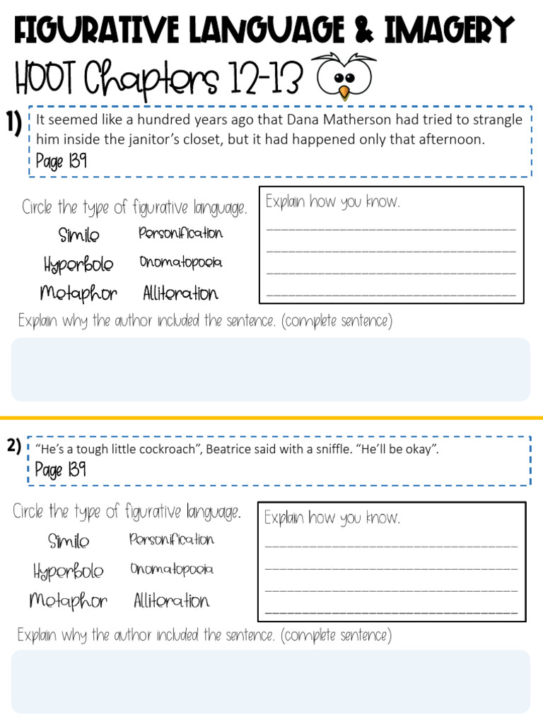 Bryson-Joseph Decuir - Hoot Ch. 12-13 Figurative Language and Imagery | PDF