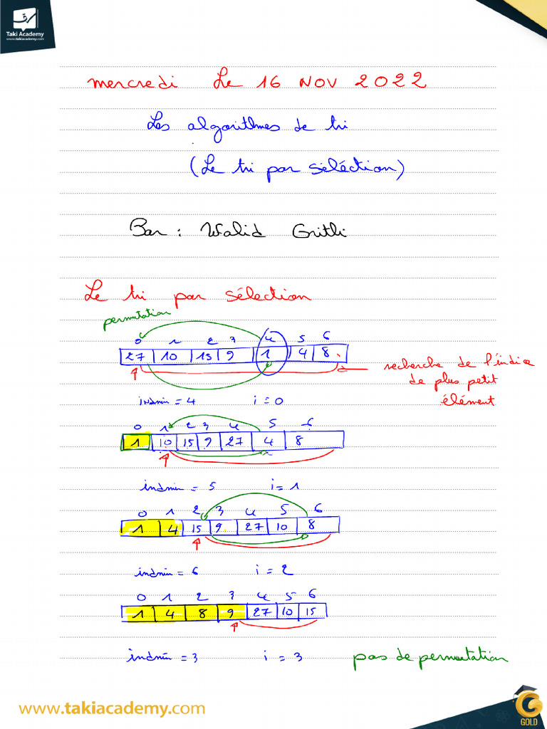 6376115a926f2 Corrigé Serie11 Les Algorithmes de Tri | PDF
