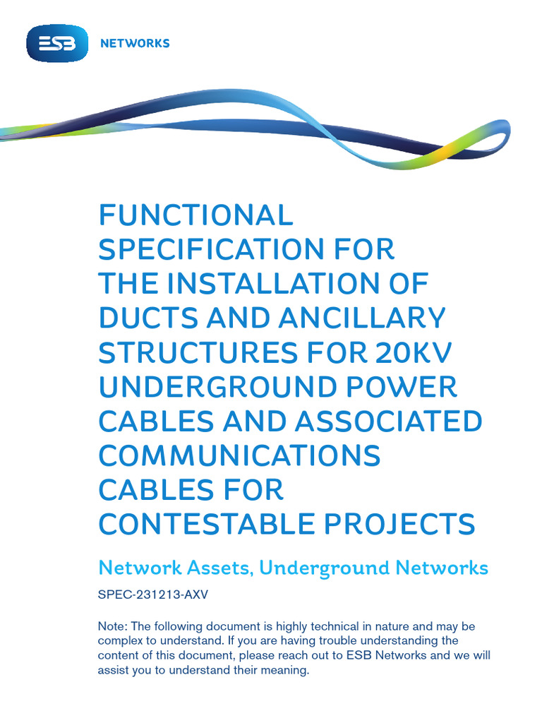 3016 00040271 ESB General Spec Document - 18152 - v01 | PDF | Duct (Flow) | Peat