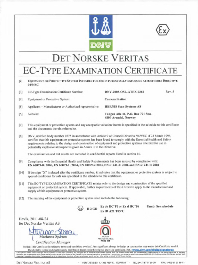 DNV 2003 Osl Atex 0366 | PDF