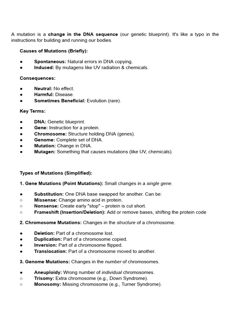 Mutations Handout | PDF