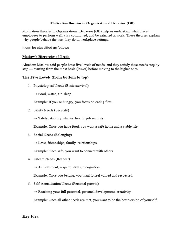 Motivational Theories | PDF | Behavioural Sciences | Applied Psychology