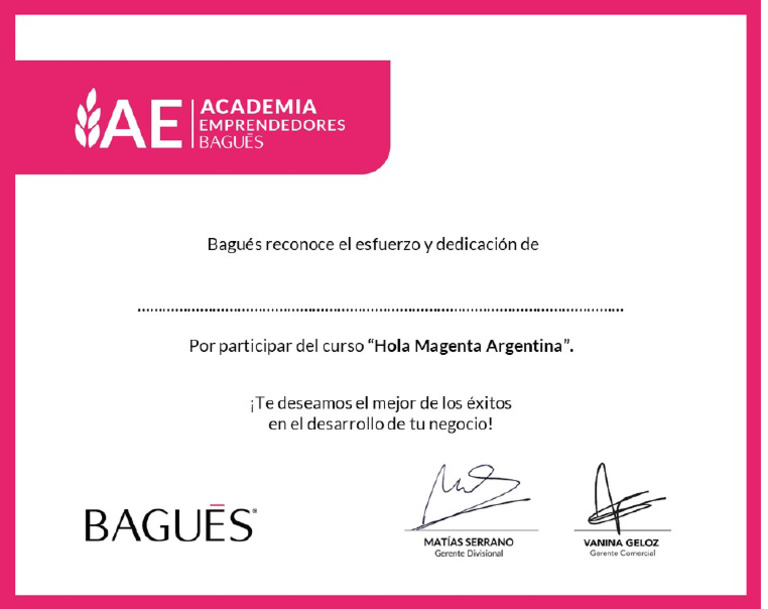 Certificado de Participacin - Hola Magenta Argentina | PDF