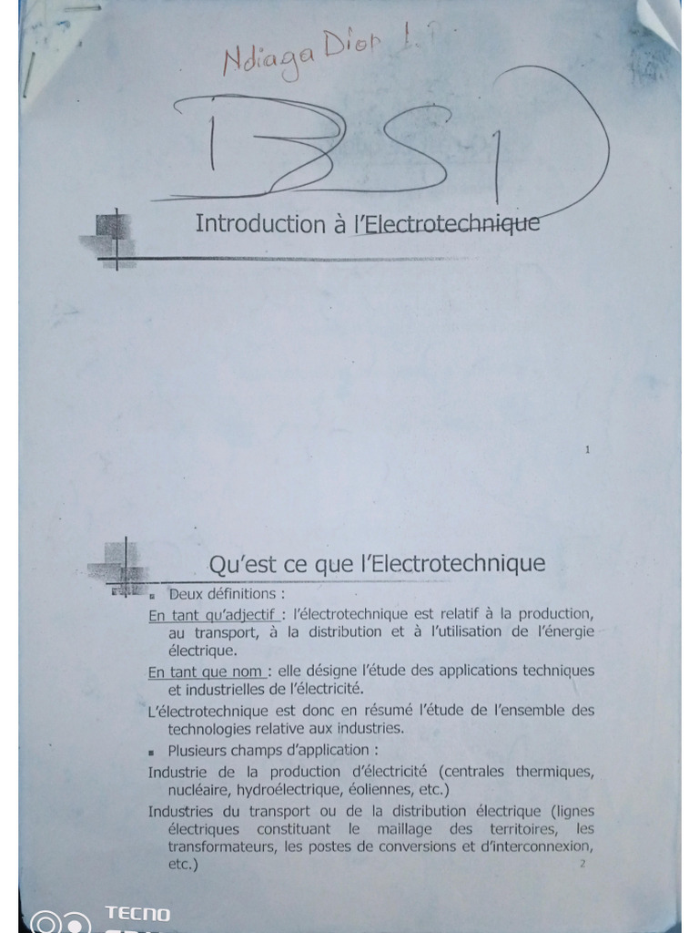 Électrotechnique 1 | PDF