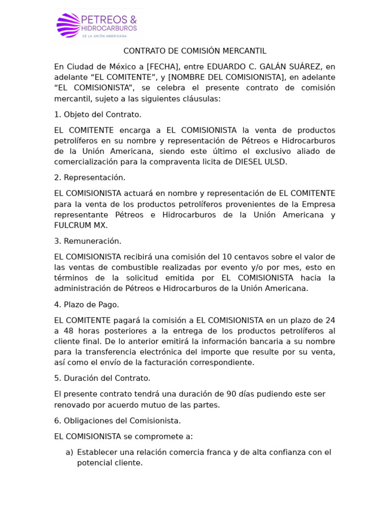 Contrato de COMISIÓN | PDF