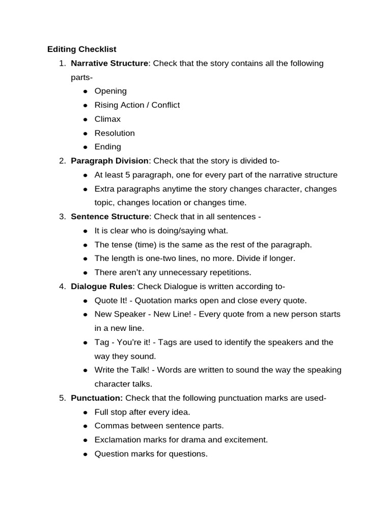 Editing Checklist | PDF