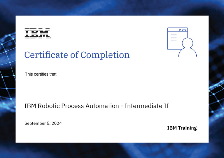 Certificate - IBM Robotic Process Automation - Intermediate I | PDF