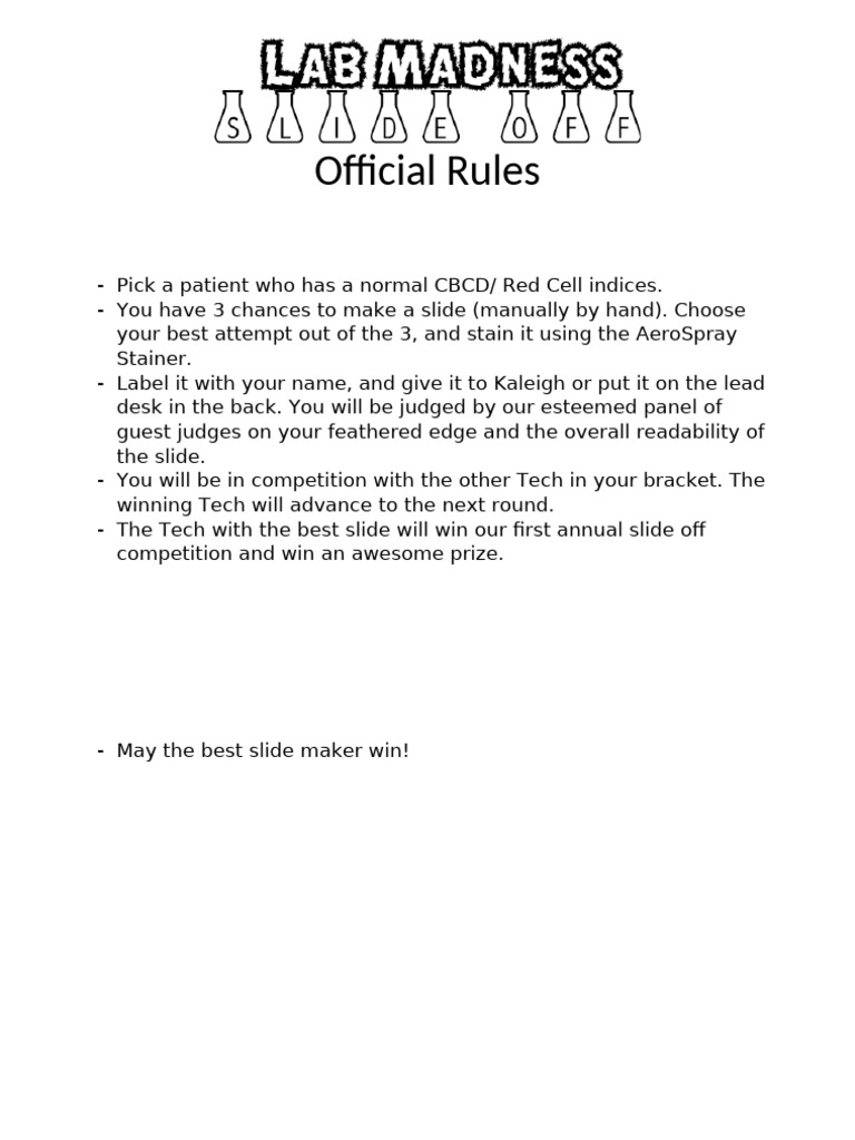 Slide Off Official Rules | PDF