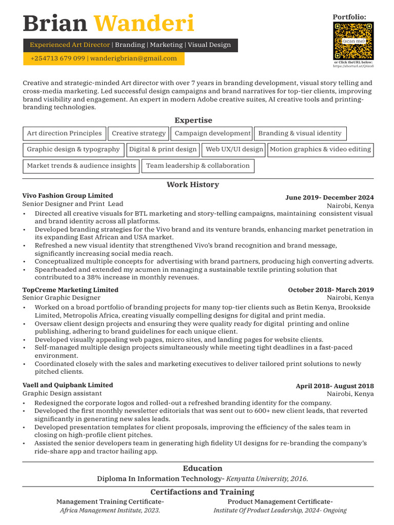 Brian Wanderi - Senior Graphic Designer-RESUME 2025 2 | PDF | Brand | Advertising