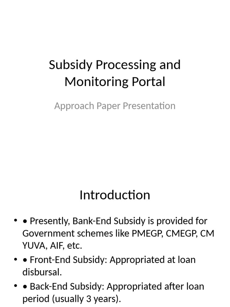 Subsidy Processing Portal Overview | PDF | Subsidy | Receipt