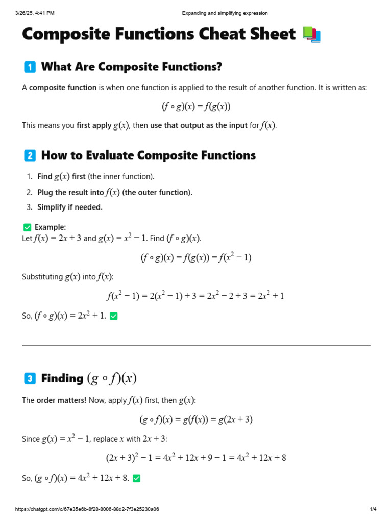 Composite Functions - Cheat Sheet | PDF | Inequality (Mathematics ...