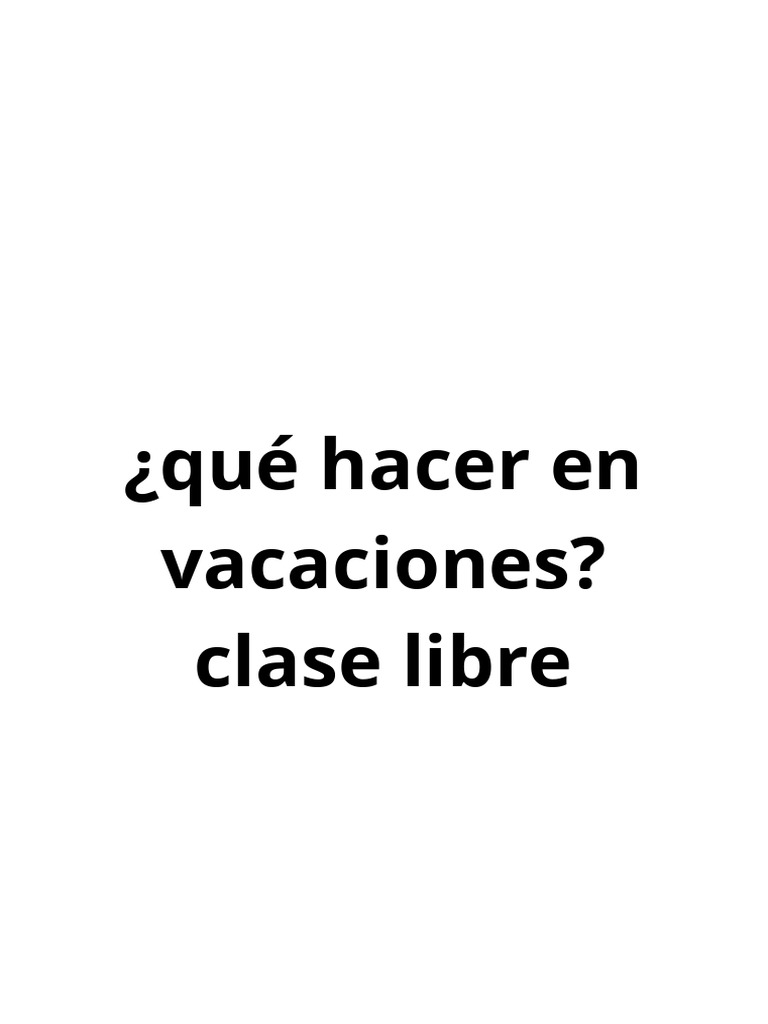 Que Hacer en Vacaciones | PDF