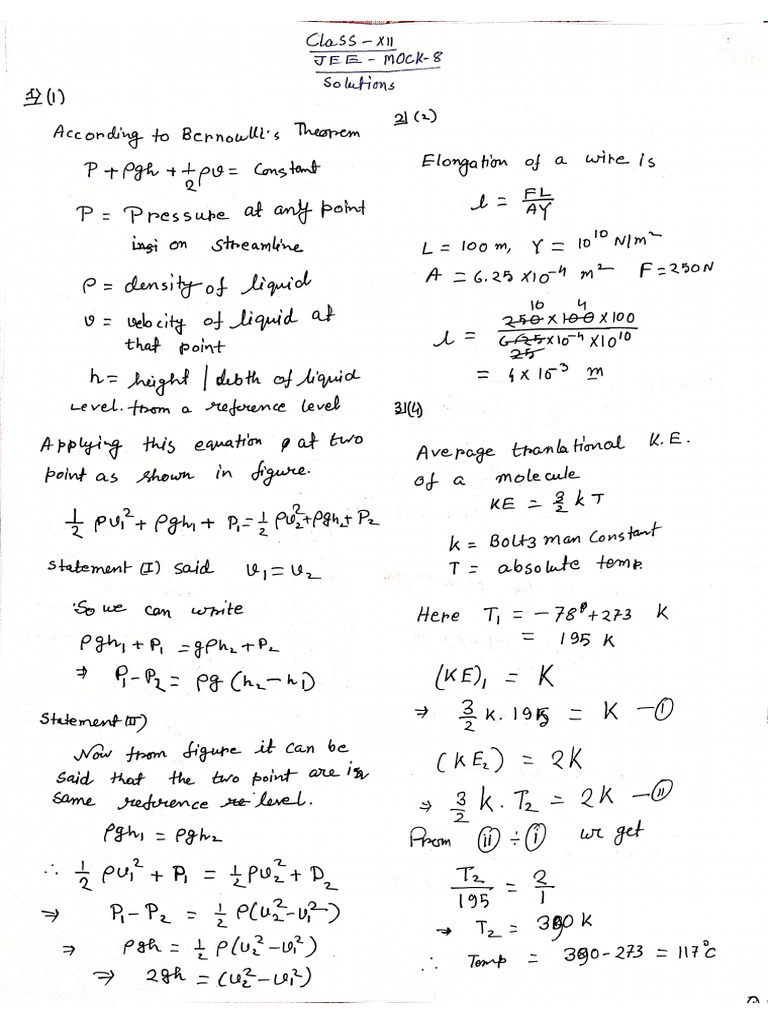 XII MOCK 8 SOLUTIONS | PDF