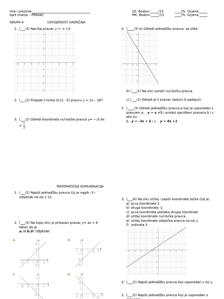 Ispit Znanja - Pravac | PDF