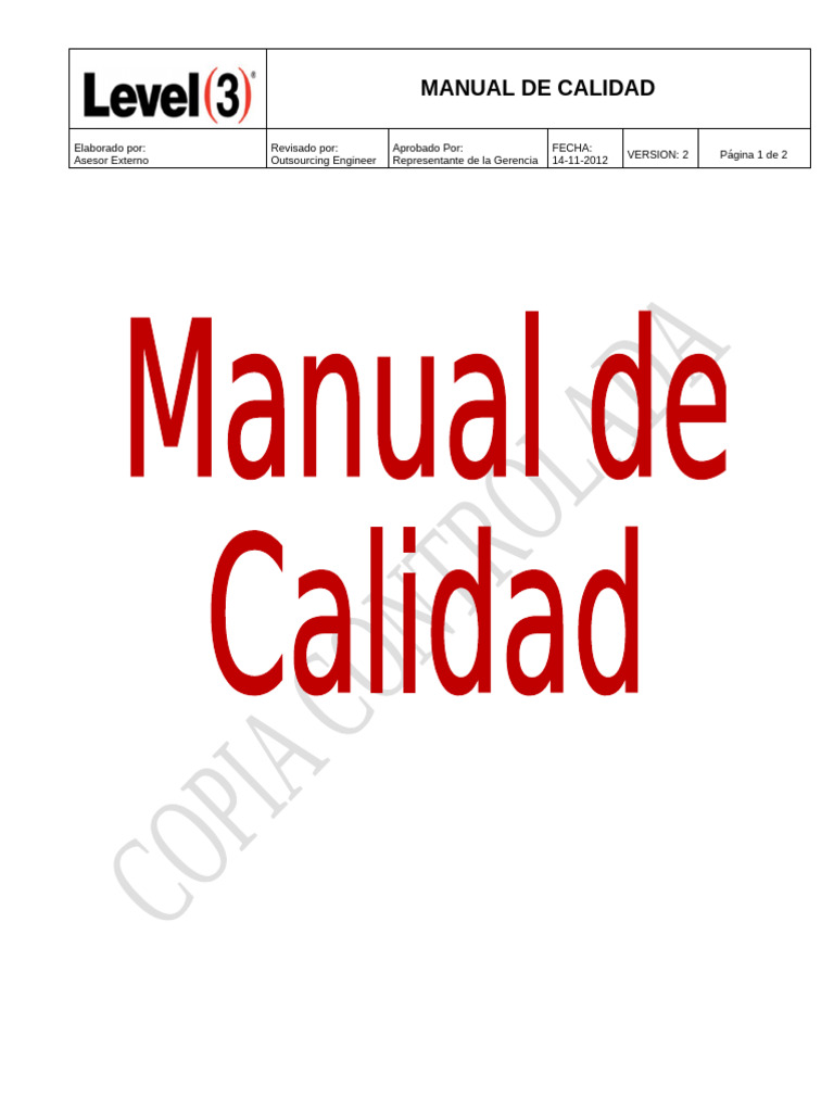 Manual de Calidad v.2 (1) | PDF | Calidad (comercial) | Sistema de manejo de calidad